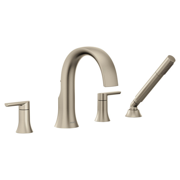 Moen Doux Double Handle Deck Mounted Roman Tub Faucet Trim with Handshower & Reviews | Wayfair